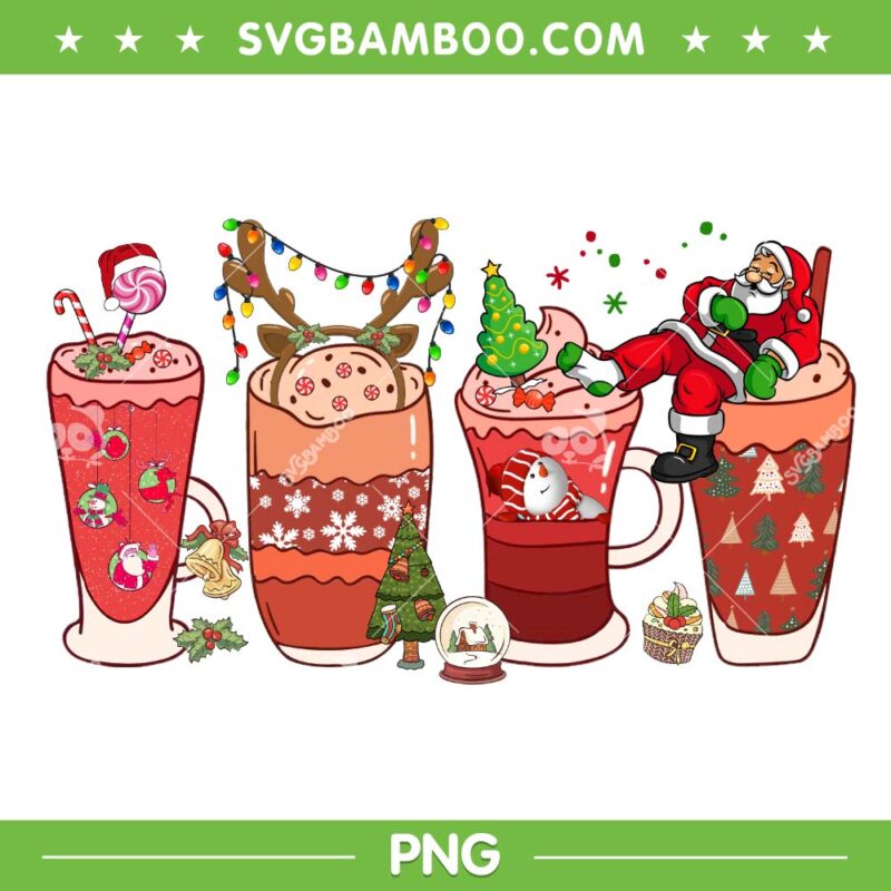 Christmas Latte Drink PNG, Latte Santa Xmas PNG, Christmas