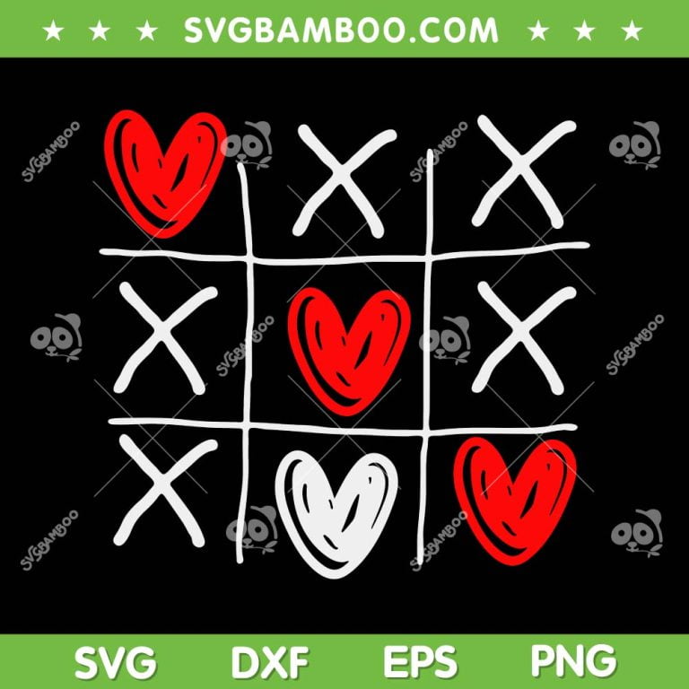 Cute Tic Tac Toe Hearts SVG PNG