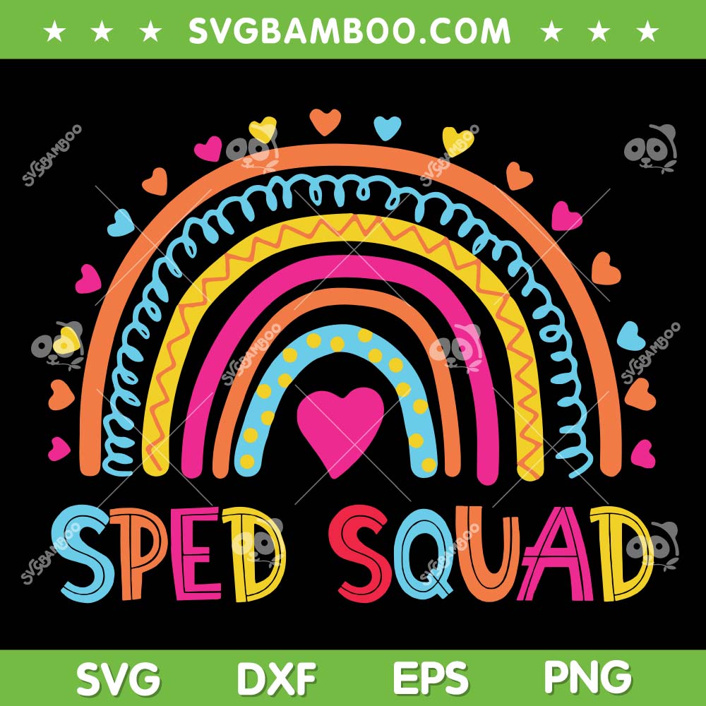 Rainbow Sped Squad Teacher SVG PNG