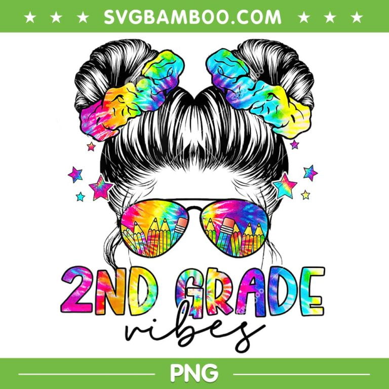 2nd Grade Vibes Messy Bun PNG