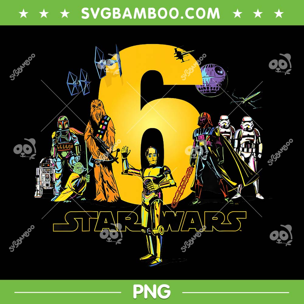 Kids Star Wars Classic Characters Sixth Birthday PNG